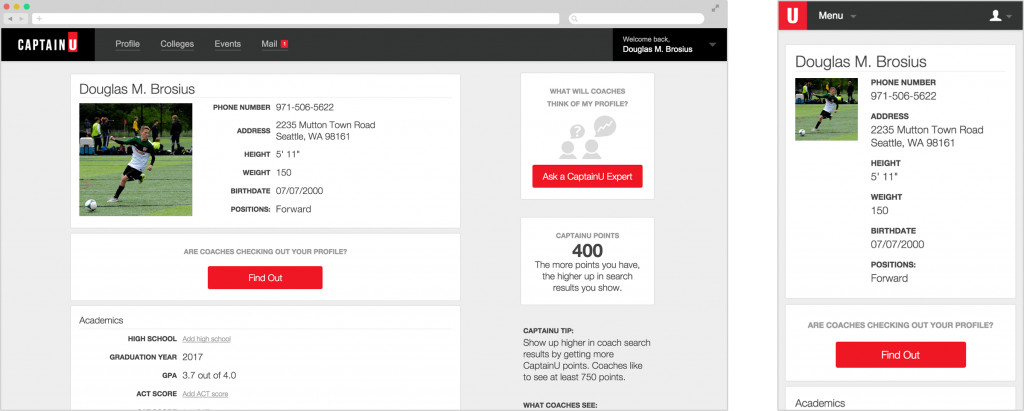 CaptainU: Make a great college team - Sports Connect